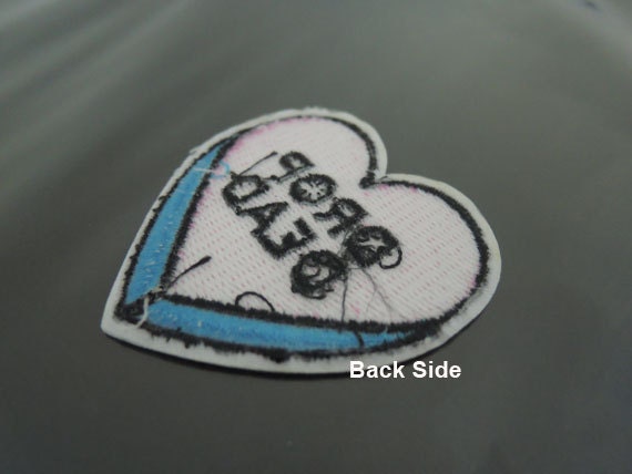 Iron on Patch - Drop Dead Heart Patch Pink Heart Love Patches Letter ...