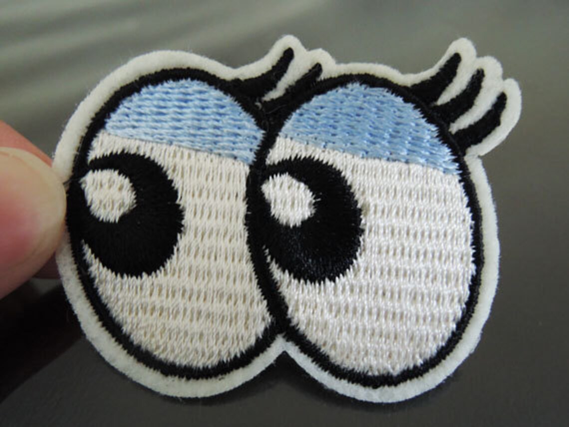 Iron on Patch - Cartoon Eye Patch Light Blue Eye Patches Eyeball Iron ...