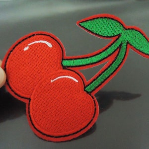 Large Cherry Patch Fruit Patches Red Patch Applique Embroidered Patch ...