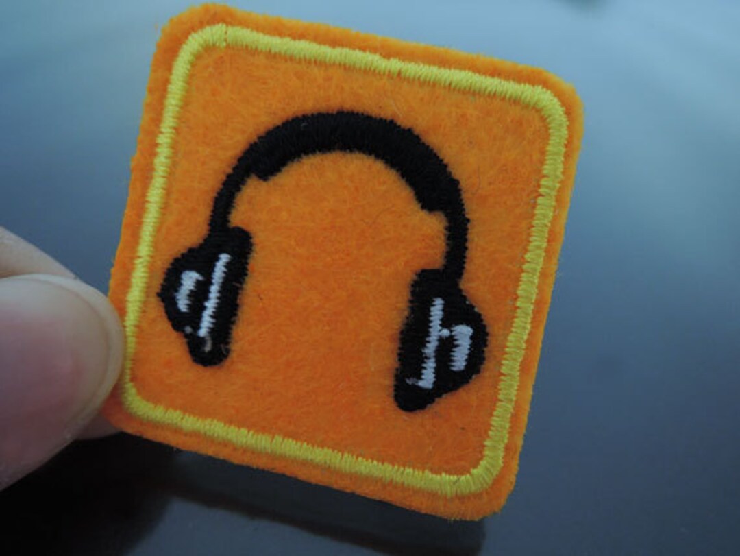Headphone Patches - Iron on Patches or Sewing on Patch Yellow Patches ...
