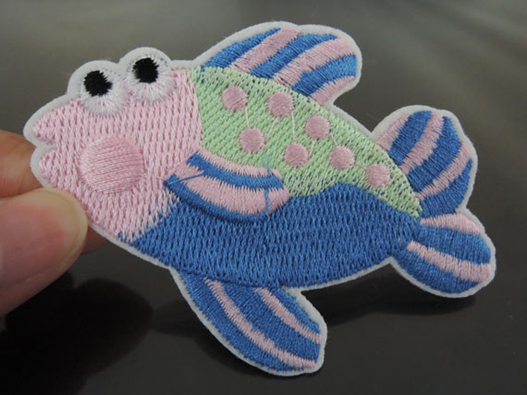 Fish Patch Pastel Blue Pink Fish Patches Colorful Fish Patches Applique ...