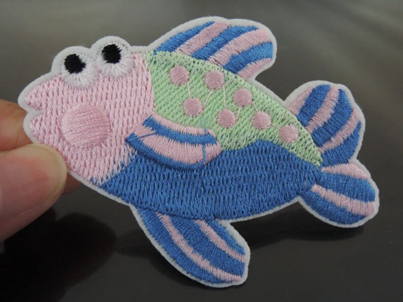 Fish Patch Pastel Blue Pink Fish Patches Colorful Fish Patches - Etsy