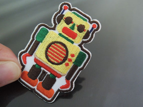 Robot Patches Iron on Patches or Sewing on Patch Yellow - Etsy