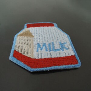 Milk Patches - Iron on Patches or Sewing on Patch Red White Milk Box Patches Embroidered Patch ...