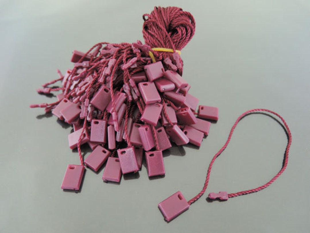 Hang Tag String - 100pcs Siam Red Hang Tag String With Plastic Fastener ...