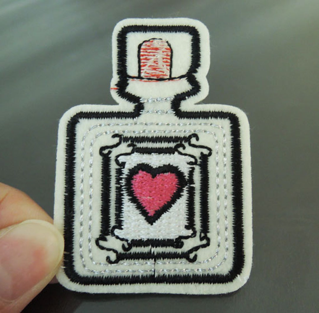 Perfume Patch Perfume Bottle With Pink Heart Patches Applique ...