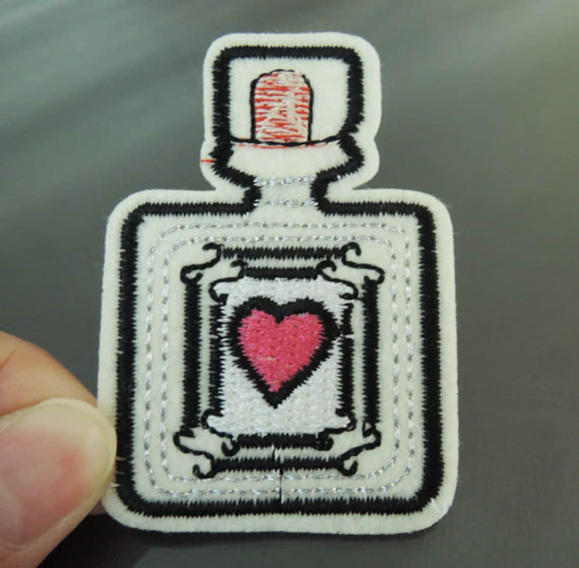 Perfume Patch Perfume Bottle With Pink Heart Patches Applique ...