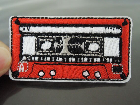 Iron on Patch Red Cassette Patch Music Patches Audio | Etsy