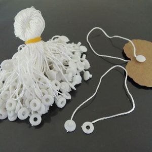 Hang Tag String - 100pcs White Hang Tag String With Round Plastic ...