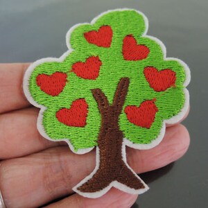 Iron on Patch - Red Heart Tree Patches Green Tree Patch Applique ...