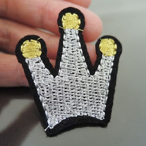 Crown Patches Silver Patch Applique Embroidered Patch Iron on Patch Sew ...