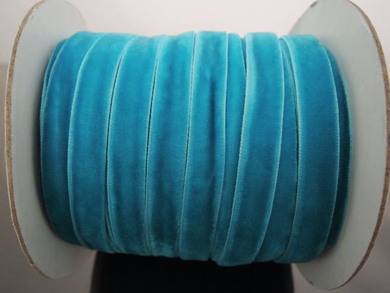 Velvet Ribbon - Turquoise Blue Velvet Ribbon 10mm ( 3/8 Inches ) - Etsy