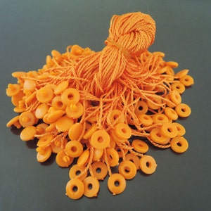 Hang Tag String - 100pcs Orange Hang Tag String With Round Plastic ...