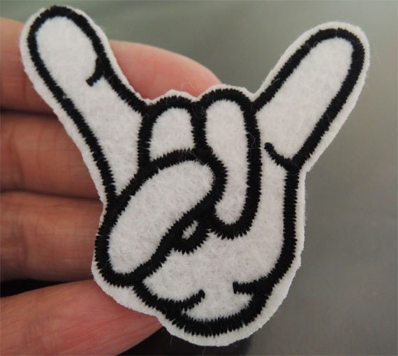 Iron on Patch Finger Patch Sign of the Horns Patch Black | Etsy