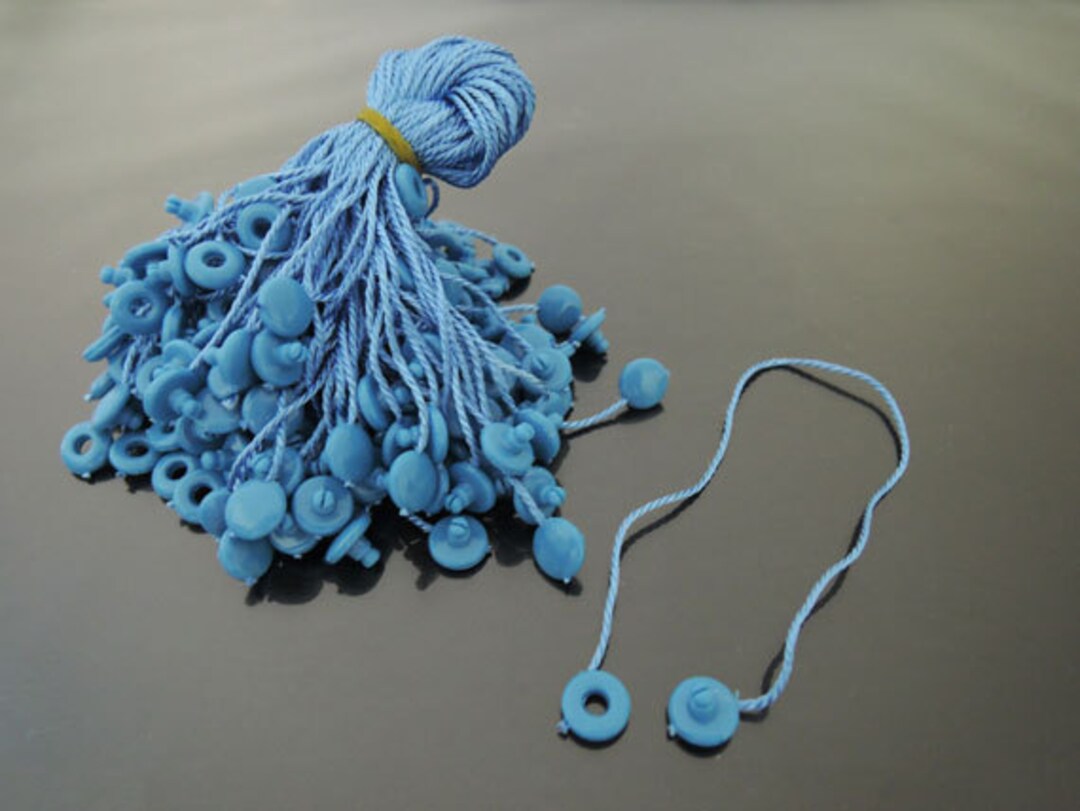 Hang Tag String - 100pcs Sky Blue Clothing Hang Tag String With Round ...