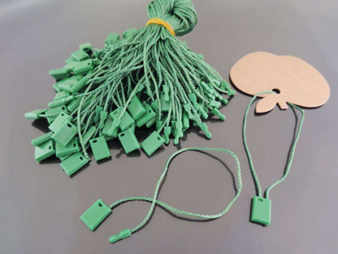 Hang Tag String - 100pcs Green Hang Tag String With Plastic Fastener - Etsy