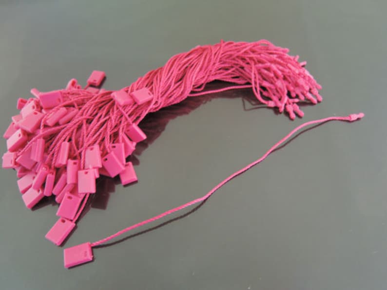 Hang Tag String - 100pcs Hot Pink Hang Tag String With Plastic Fastener ...