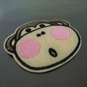 Iron on Patch - Monkey Patches Animal Monkeys Pink Face Patch Applique ...