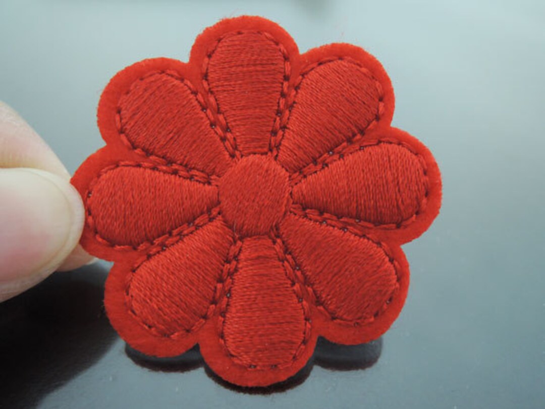 Red Flower Patch Flower Patches Badge Patch Applique Embroidered Patch ...