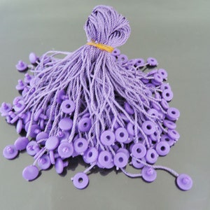 Hang Tag String - 100pcs Purple Hang Tag String With Round Plastic ...