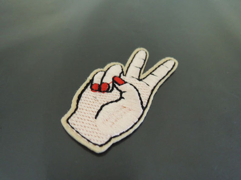 Iron on Patch Finger Patch Feminist Finger With Red Nail - Etsy
