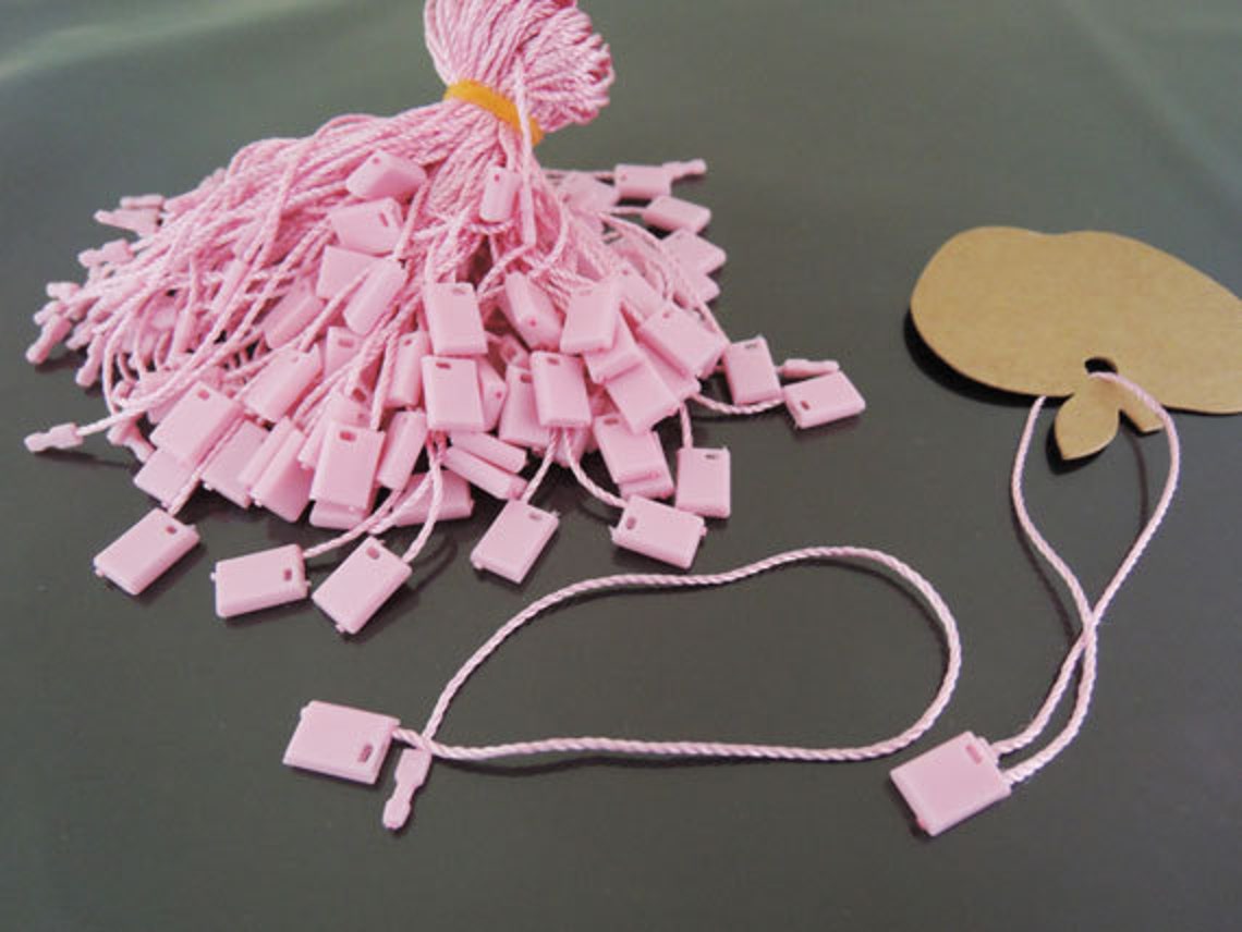 Hang Tag String - 100pcs Pink Hang Tag String With Plastic Fastener - Etsy