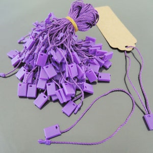Hang Tag String - 100pcs Purple Hang Tag String With Plastic Fastener ...