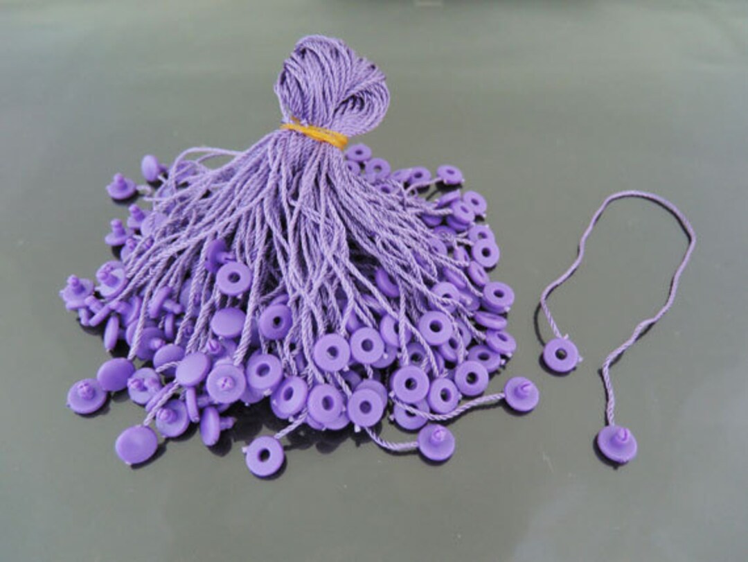 Hang Tag String - 100pcs Purple Hang Tag String With Round Plastic ...
