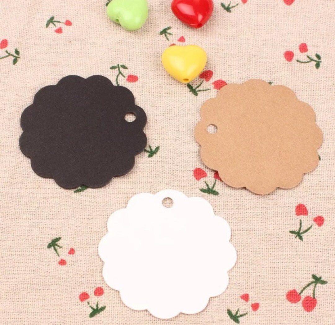 Kraft Paper Tags - 50 Pcs Kraft Tags Scalloped Circle Round Tag Price ...