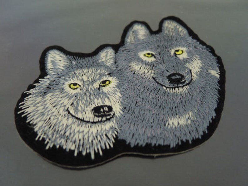 Large Iron on Patch or Sewing on Embroidery Grey Wolf Patch - Etsy
