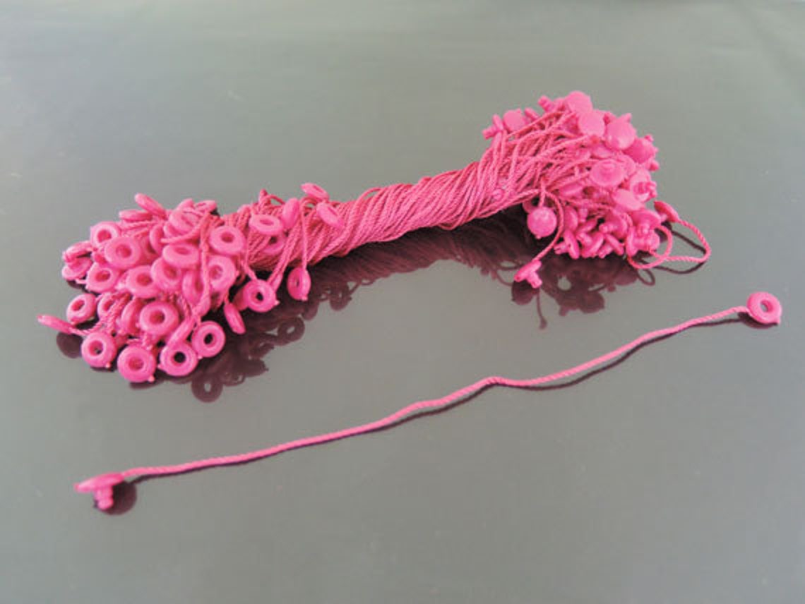 Hang Tag String - 100pcs Hot Pink Hang Tag String With Round Plastic ...
