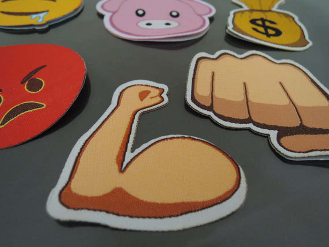 Emoji Patch - Flexed Biceps Patches Oncoming Fist Money Bag Pink Pig ...