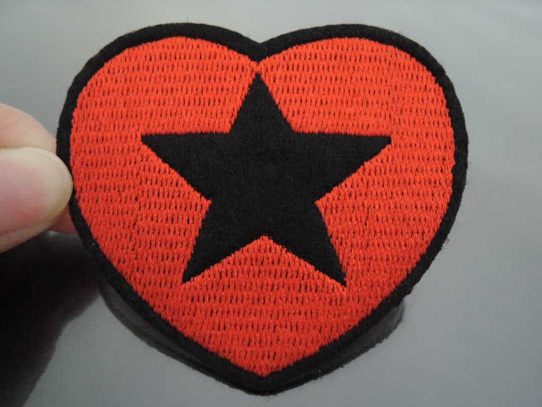 Star Patches - Iron on Patches or Sewing on Patch Red Black Heart Love ...