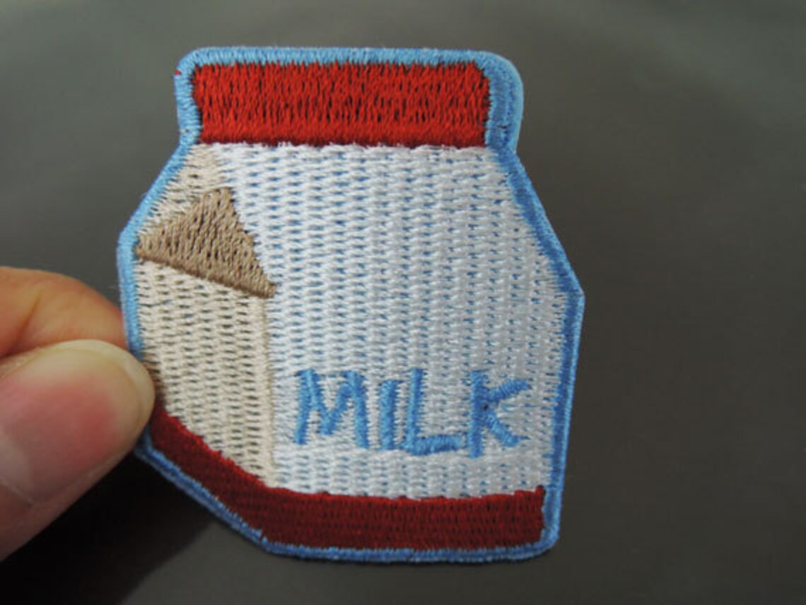 Milk Patches - Iron on Patches or Sewing on Patch Red White Milk Box ...