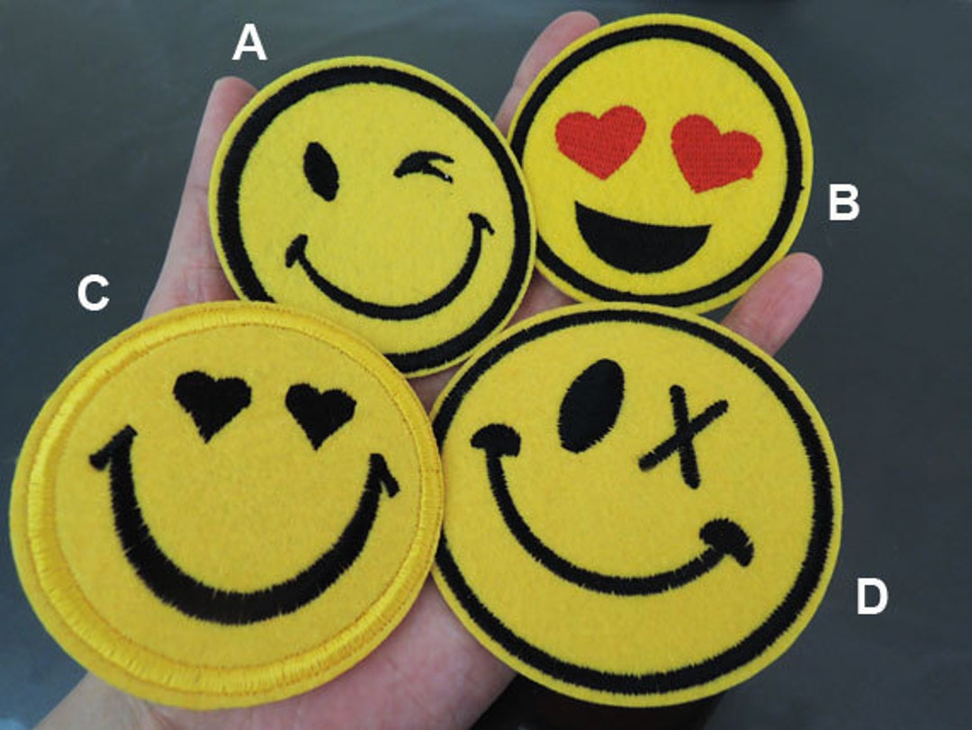 Emoji Patch - Large Face Patches Yellow Patch Smile Emoji Patches ...