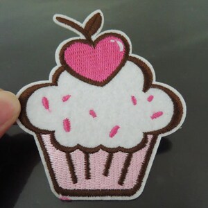 Iron on Patch Cupcake Patch Cup Cake Patches With Pink Heart Iron on ...