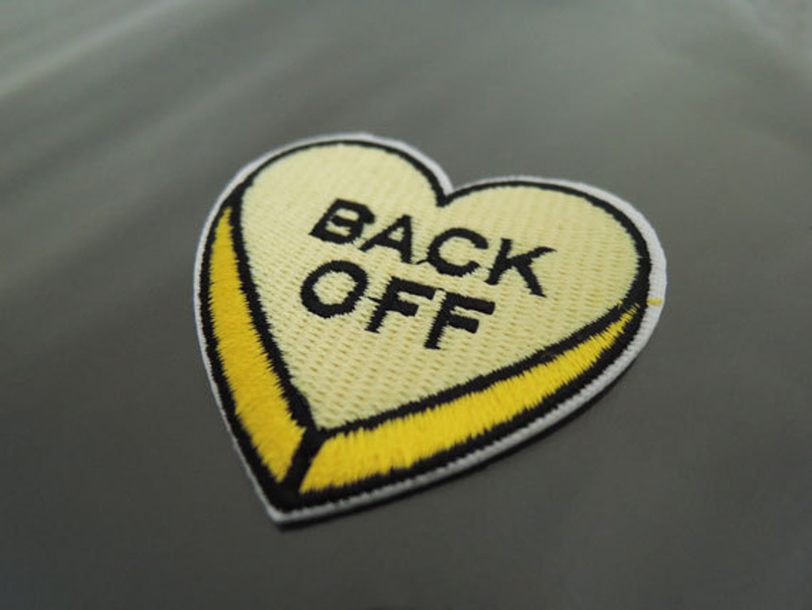 Iron on Patch Back Off Heart Patch Yellow Heart Love Patches | Etsy