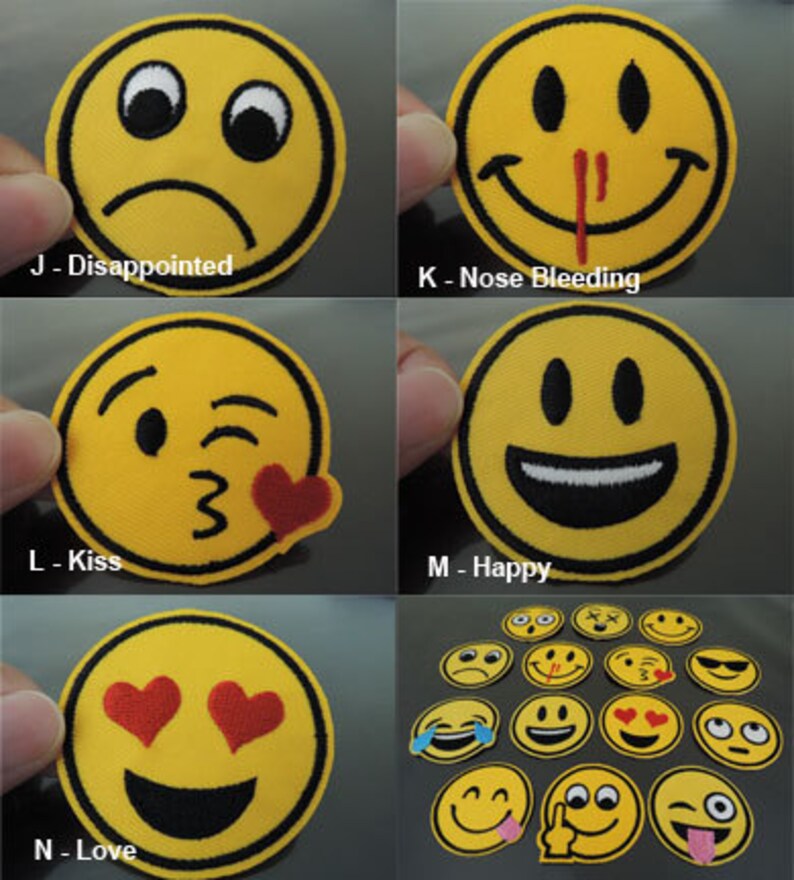 Emoji Patch Face Patches Yellow patch Smile Emoji Patches | Etsy