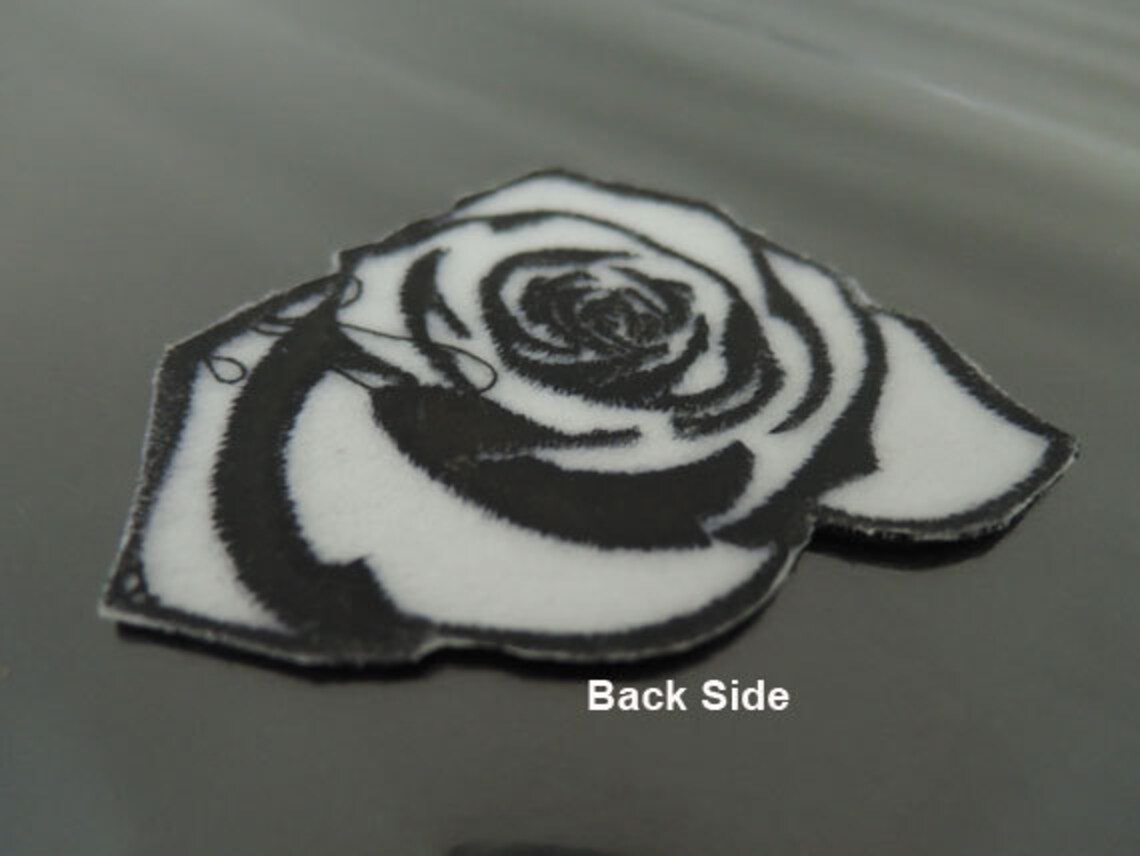 Iron on Patch Rose Patch Black and White Rose Flower Patch - Etsy