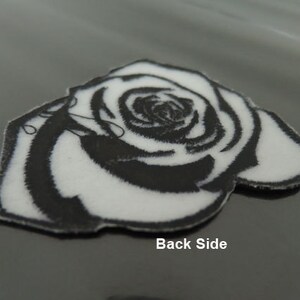Iron on Patch - Rose Patch Black and White Rose Flower Patch Flowers ...