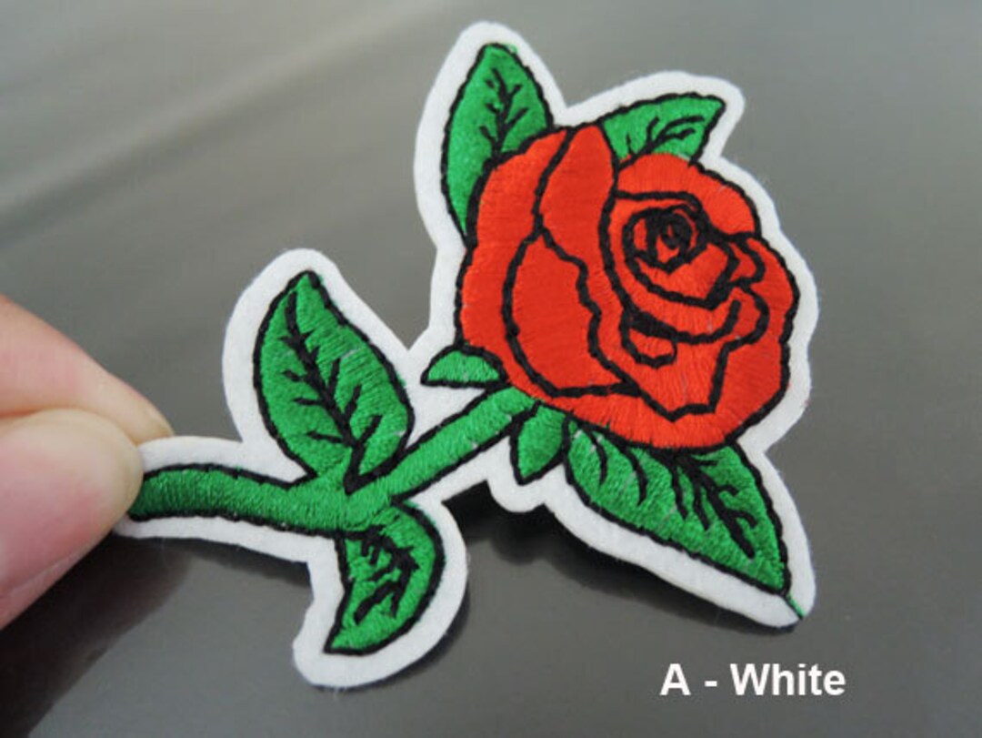 Iron on Patch - Rose Patch Red Rose Flower Patch Flowers Patch Iron on ...