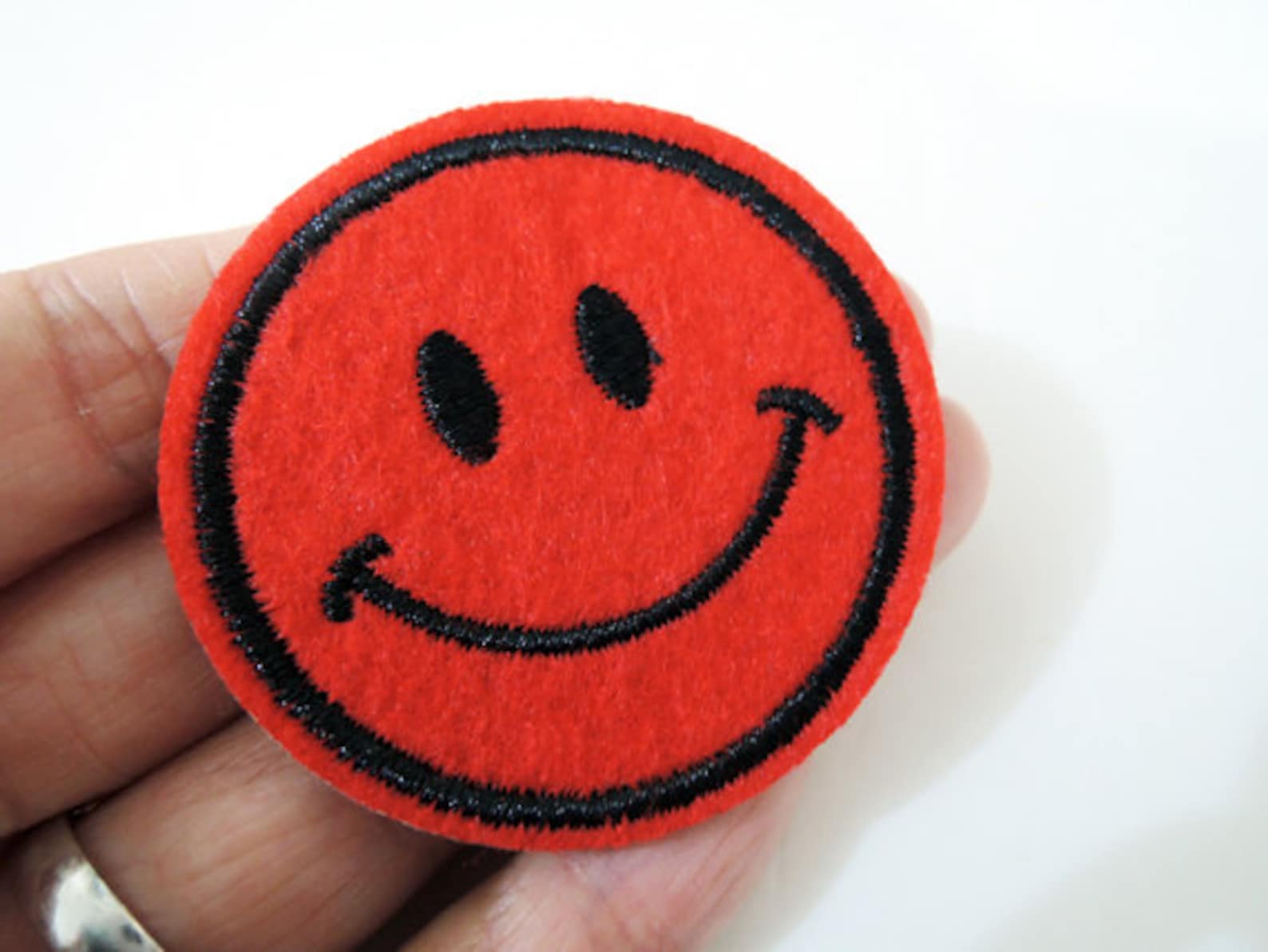 Smile Face Patches Red Patch Applique Embroidered Patch Iron - Etsy