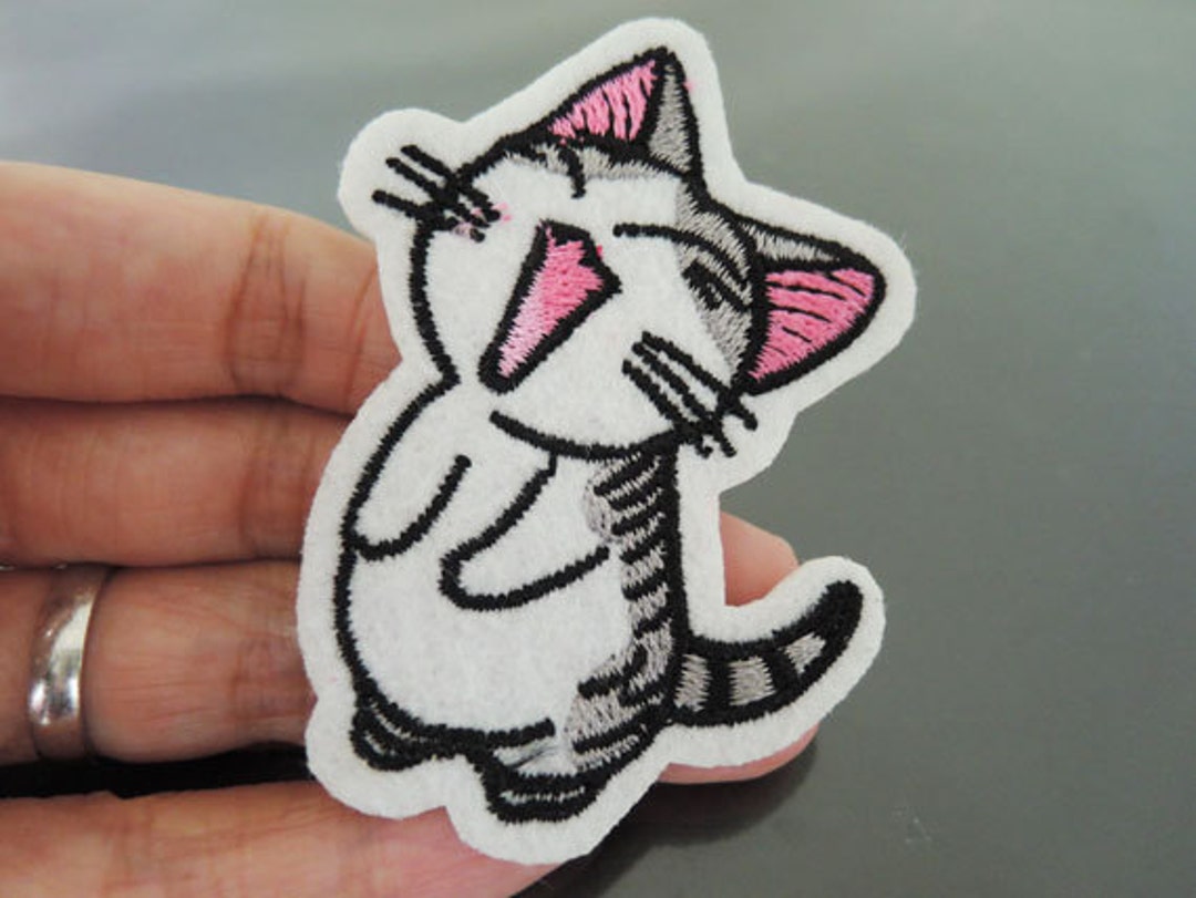 Iron on Patch - Happy Little Cat Kitty Patches Animal Patch Applique ...