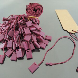 Hang Tag String - 100pcs Siam Red Hang Tag String With Plastic Fastener ...