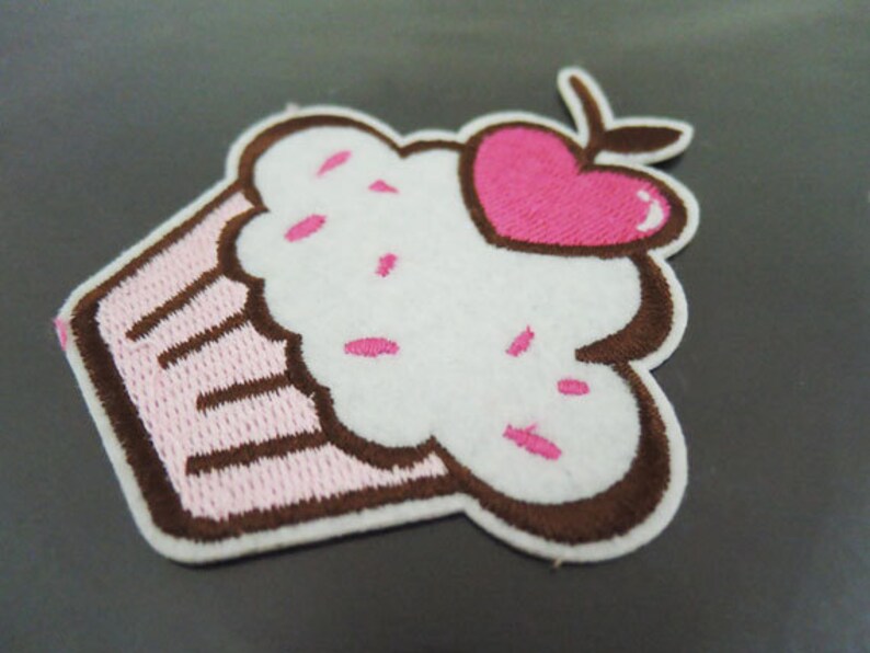 Iron on Patch Cupcake Patch Cup Cake Patches With Pink Heart - Etsy