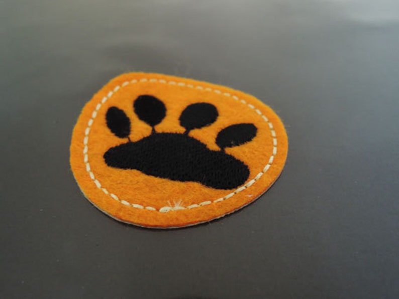 Paw Patches - Iron on Patch Paw Print Patch Orange Black Paw Applique ...