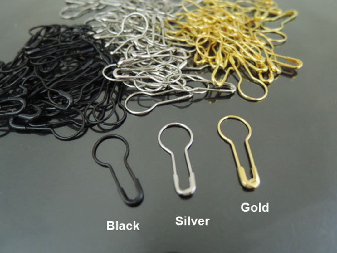 100pcs Silver Gold Antique Brass or Black Pear Shaped Pin Bulb Shaped ...