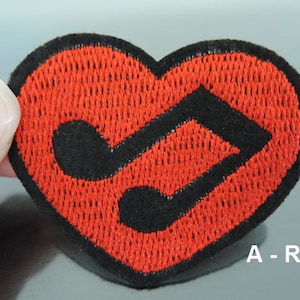 Musical Note Patches - Iron on Patches or Sewing on Patch Red or Pink ...