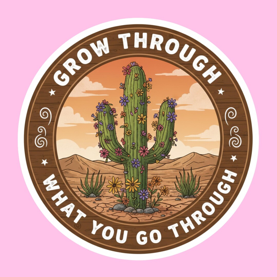Flowering Cactus Sticker: Inspirational Quote, Mental Health Gift - Etsy