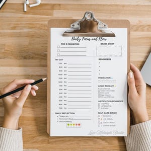 Daily Focus and Flow – Printable One Page Daily Schedule PDF - Time ...